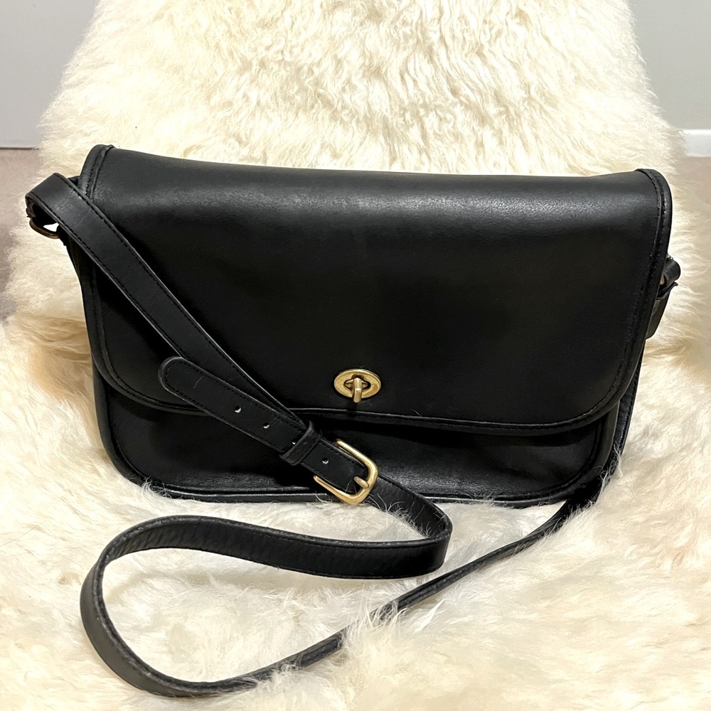 Vintage Coach Nyc City Crossbody Bag Black - Gem